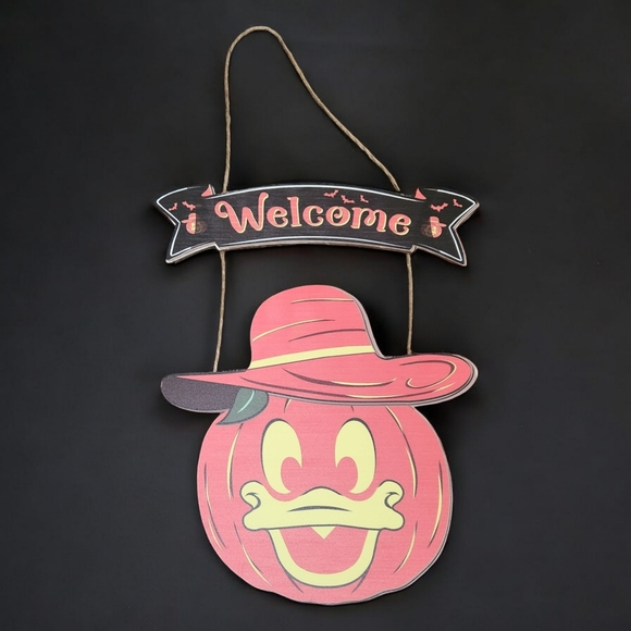 Disney | Holiday | Disney Donald Duck Fallhalloween Welcome Door Sign ...